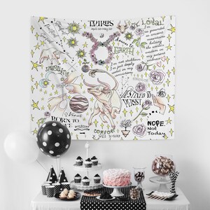 Zodiac Birthday Party Backdrop Banner Astrology Tapestry Keepsake ...