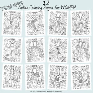 Zodiac Adult Coloring Book Printable Astrology Coloring Pages Birthday ...