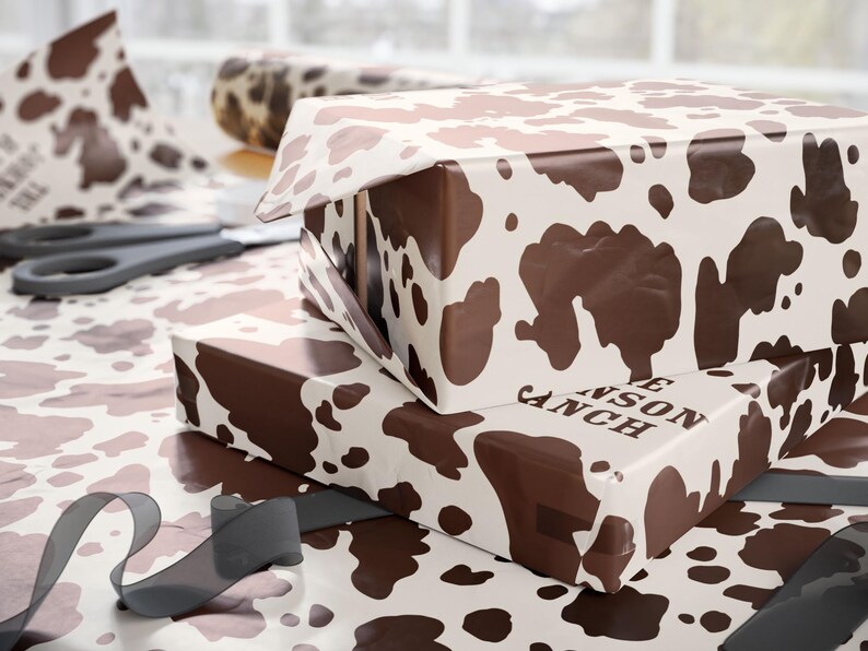 Brown Cow Print Wrapping Paper Custom Cowgirl Rustic Ranch Gift Wrap ...