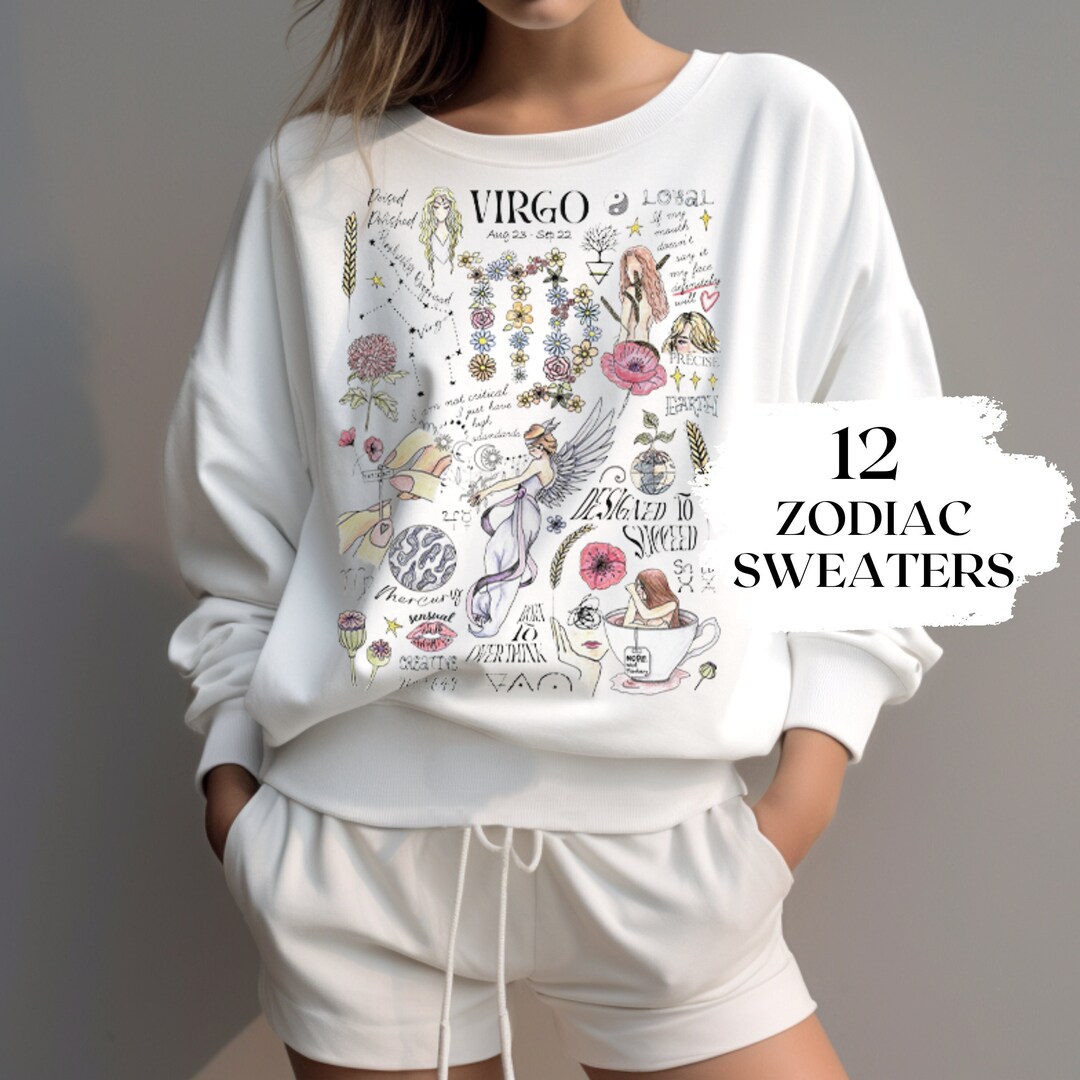Virgo Sweatshirt Zodiac Sweater Cotton Horoscope Hoodie Astrology Cool ...