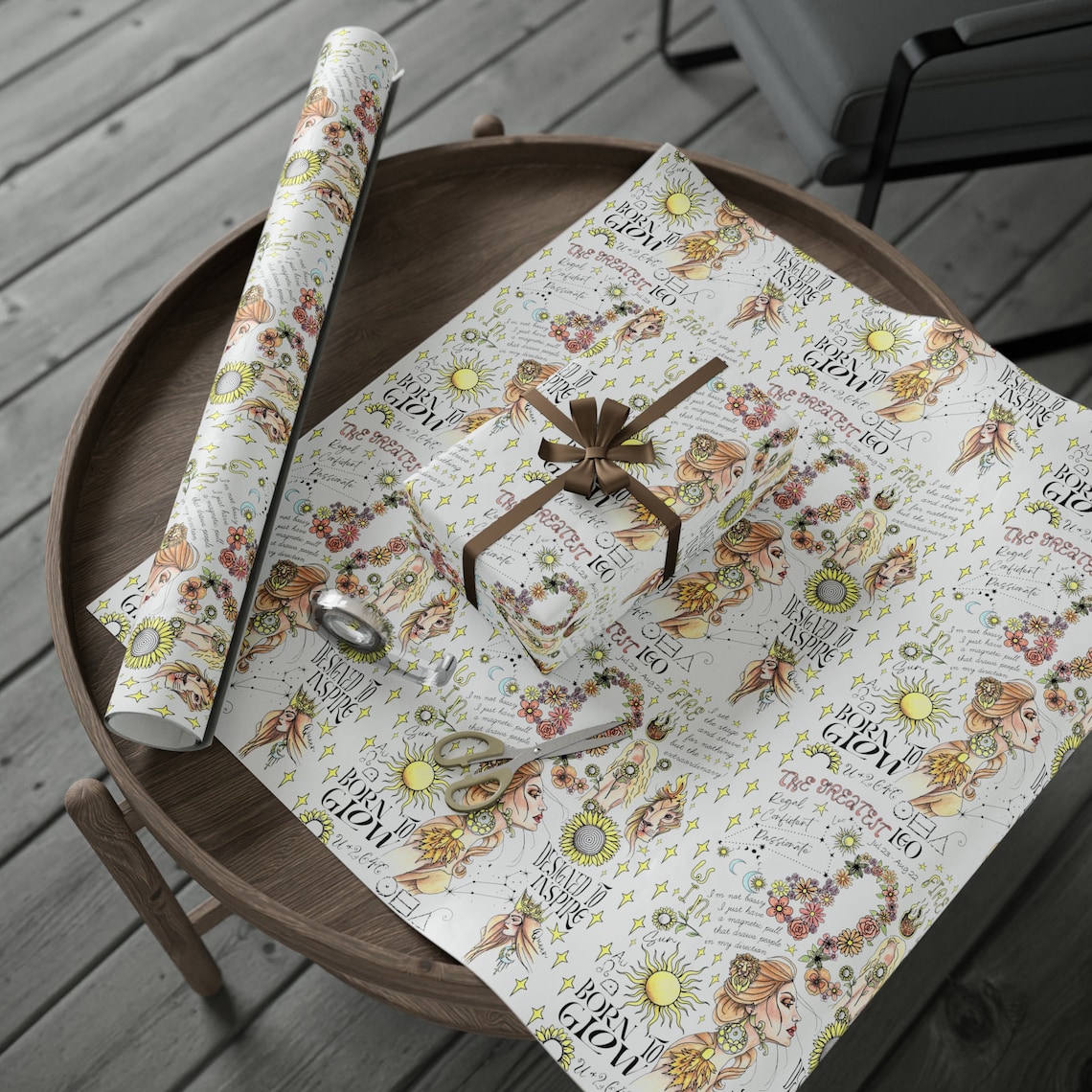 Zodiac Wrapping Paper Aquarius Birthday Decoration Wrapping Paper Roll ...