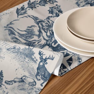 Red Christmas Toile Tablecloth Classic Santa Decor Xmas Day Table ...