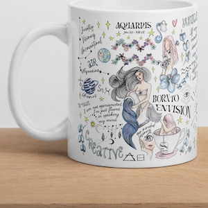 Aquarius Mug Zodiac Coffee Cup Astrology Horoscope Mug Mermaidcore ...