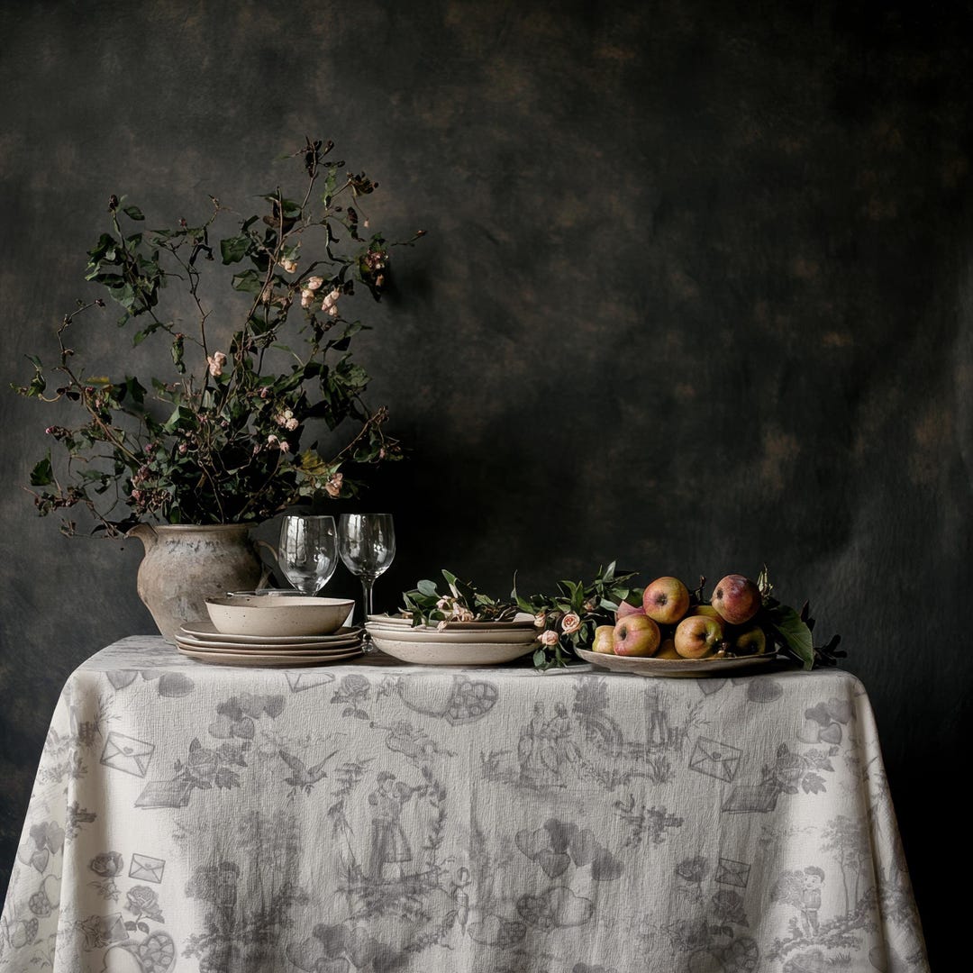 Gothic Anniversary Tablecloth Anniversary Decor Dark Love Toile ...