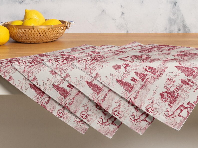 Red Christmas Toile Tablecloth Classic Santa Decor Xmas Day Table ...