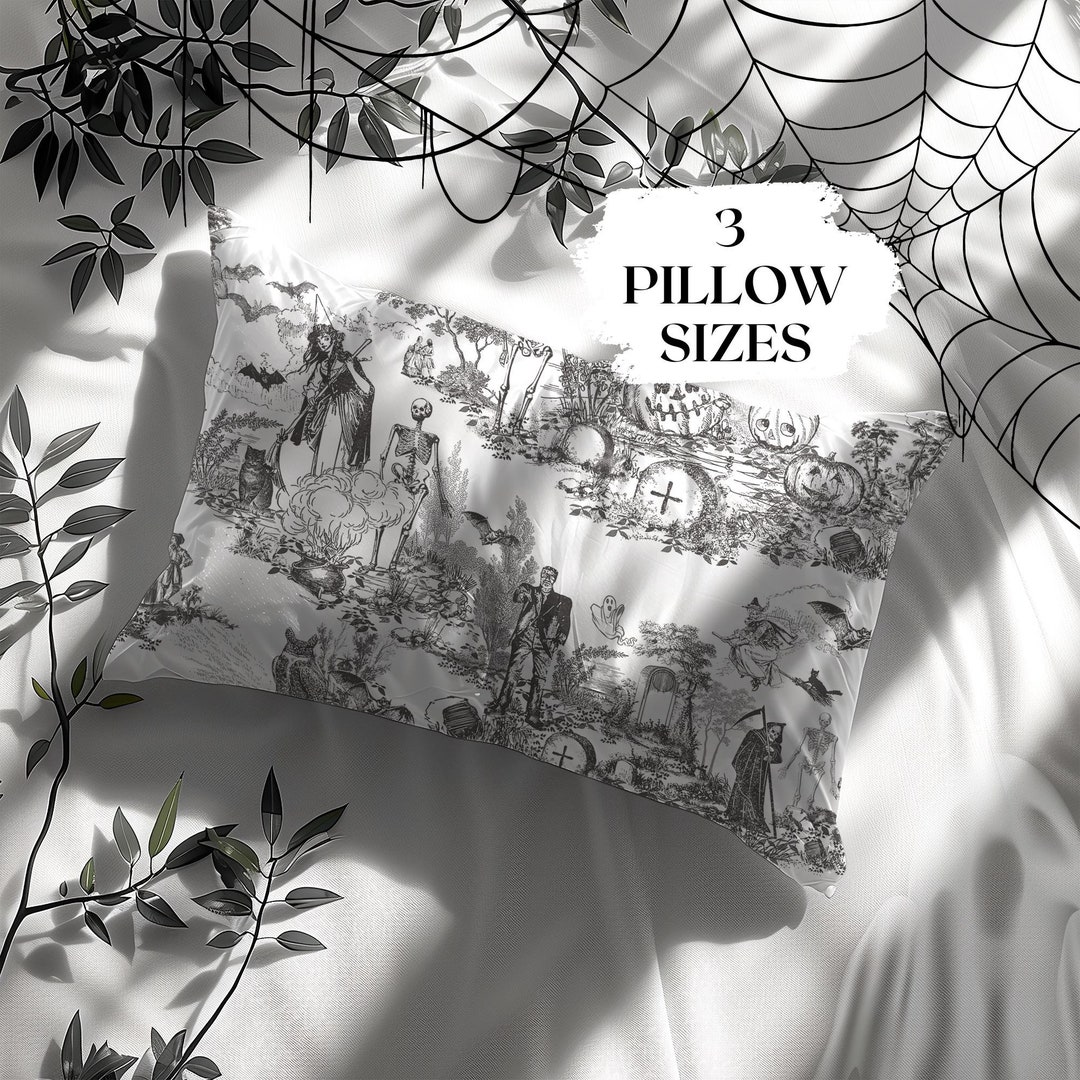 Gothic Pillow Gothic Toile De Jouy Pillow Skeleton Pumpkin Throw Pillow ...