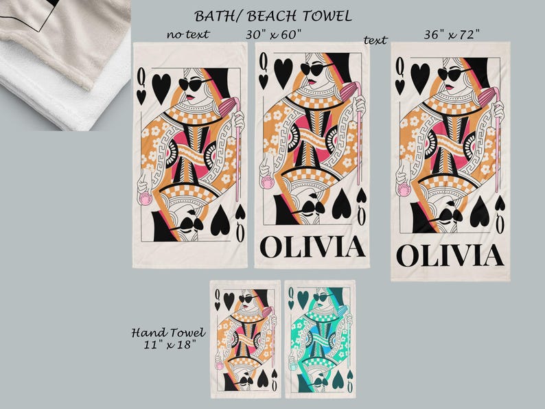 Custom Queen of Golf Towel for Ladies Personalized Retro Playing Card ...