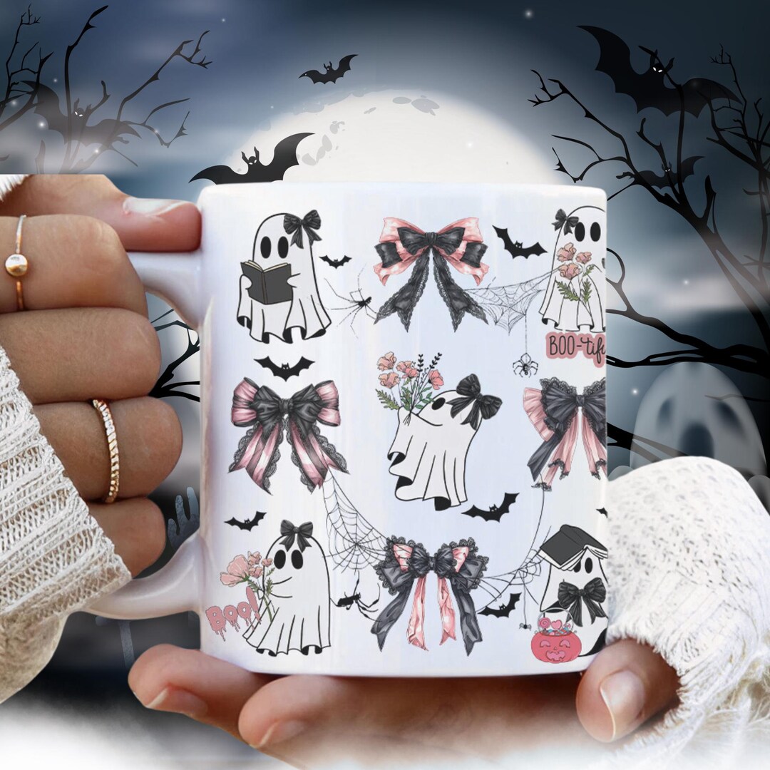 Ghost Halloween Mug Cute Ghost Mug Girly Halloween Coffee Tea Mug ...