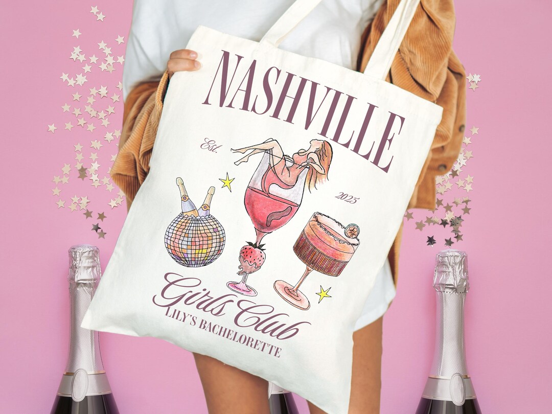 Nashville Bachelorette Tote Bag Cocktail Social Club Bag Custom Name ...