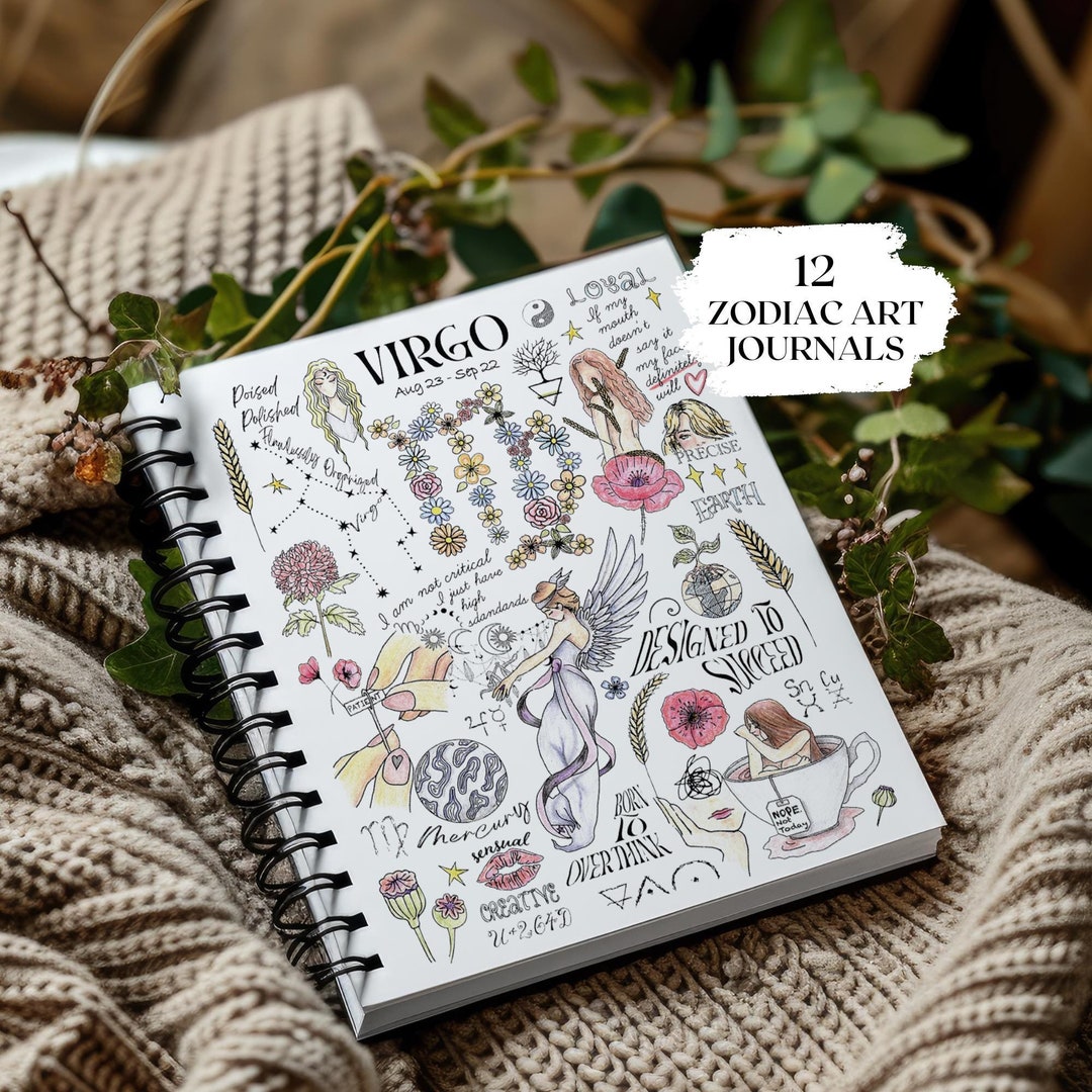 Zodiac Journal Spiral Notebook Astrology Diary Birthday Gift Yoga ...