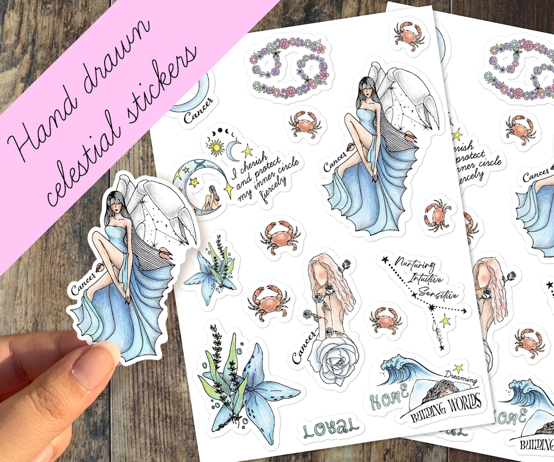 Cancer Zodiac Sticker Set Girl Journal Stickers Sticker Laptop Water ...