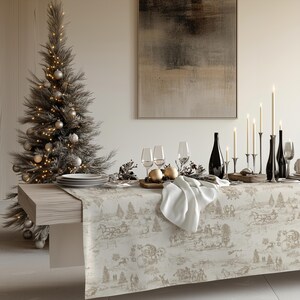 Red Christmas Toile Tablecloth Classic Santa Decor Xmas Day Table ...