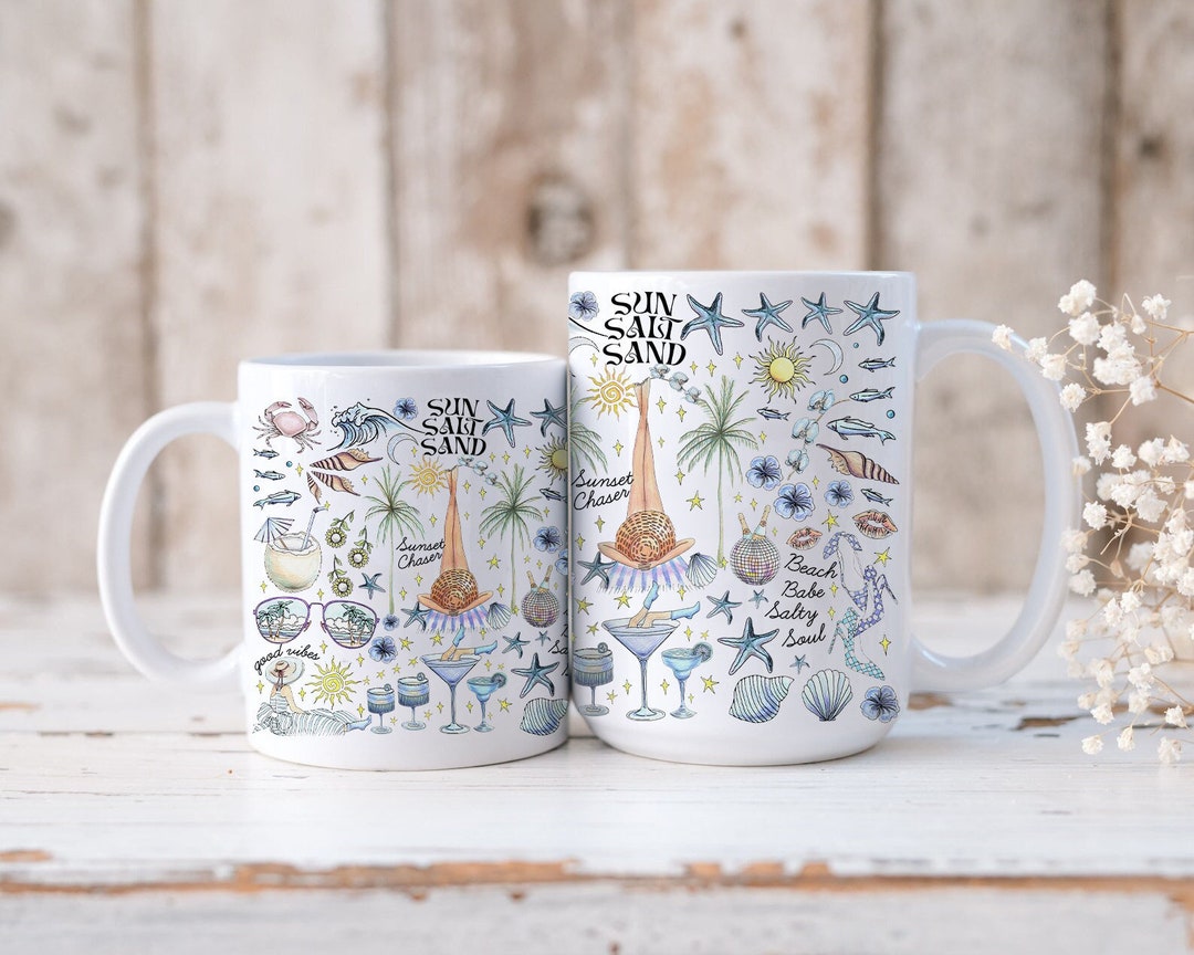 Tropical Mug Beach Party Coffee Cup Summer Sun Salt Sand Mug Coastal ...