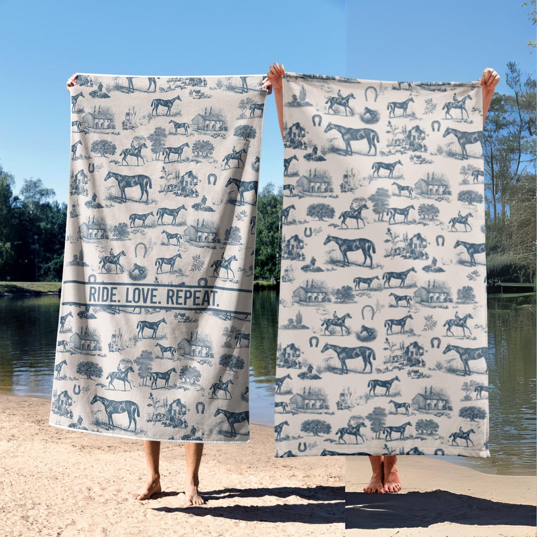 Western Horse Beach Towel Personalized Equestrian Monogram Bath Towel ...
