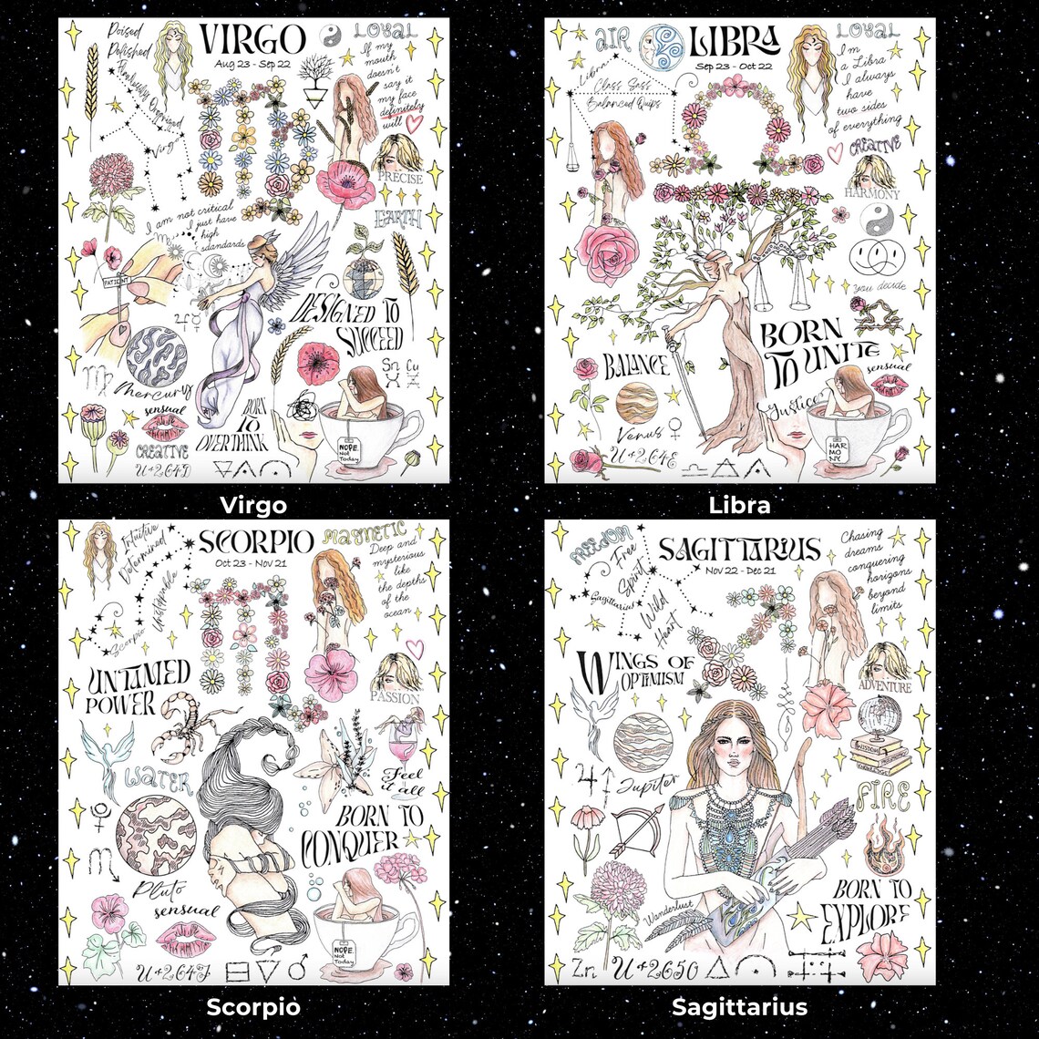 Zodiac Wrapping Paper Aquarius Birthday Decoration Wrapping Paper Roll ...