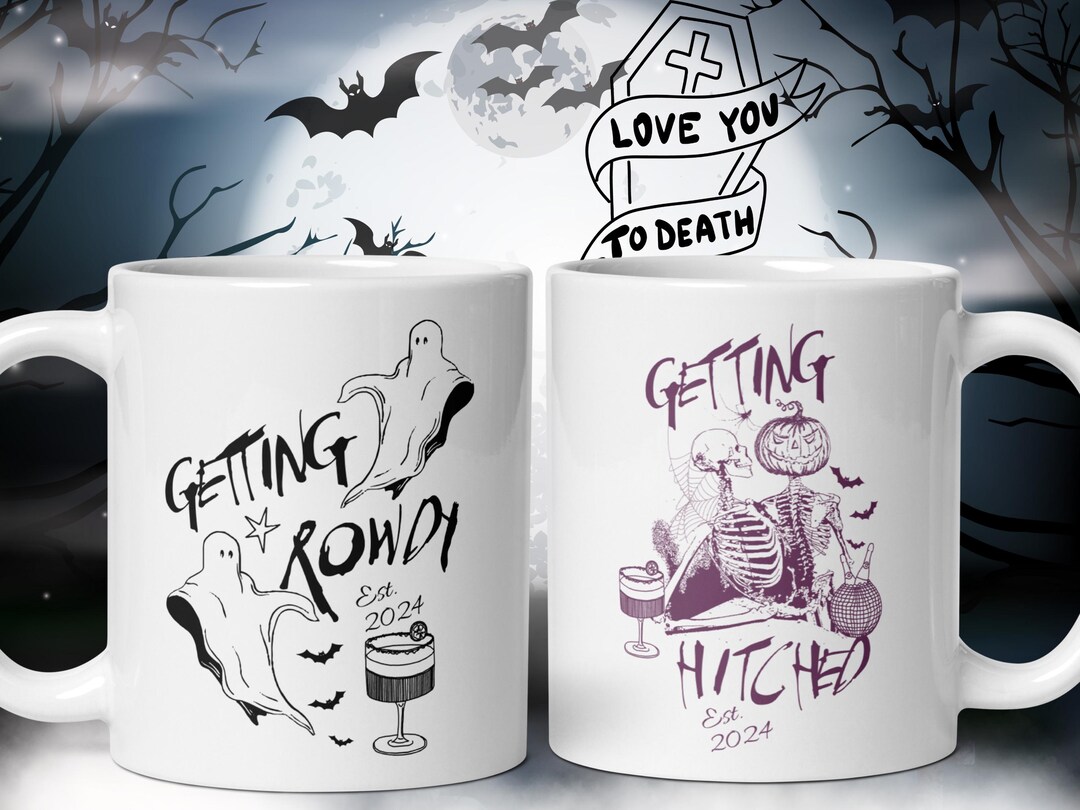 Getting Hitched Rowdy Mug Pastel Halloween Bachelorette Coffee Cup Goth ...