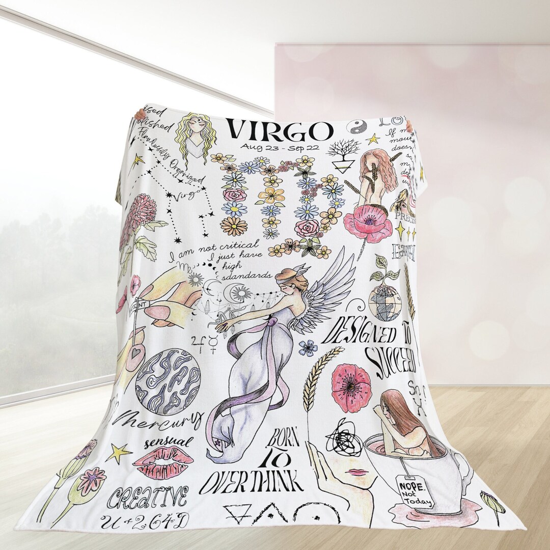 Virgo Throw Blanket Personality Affirmation Bed Cover Birth Flower Gift ...