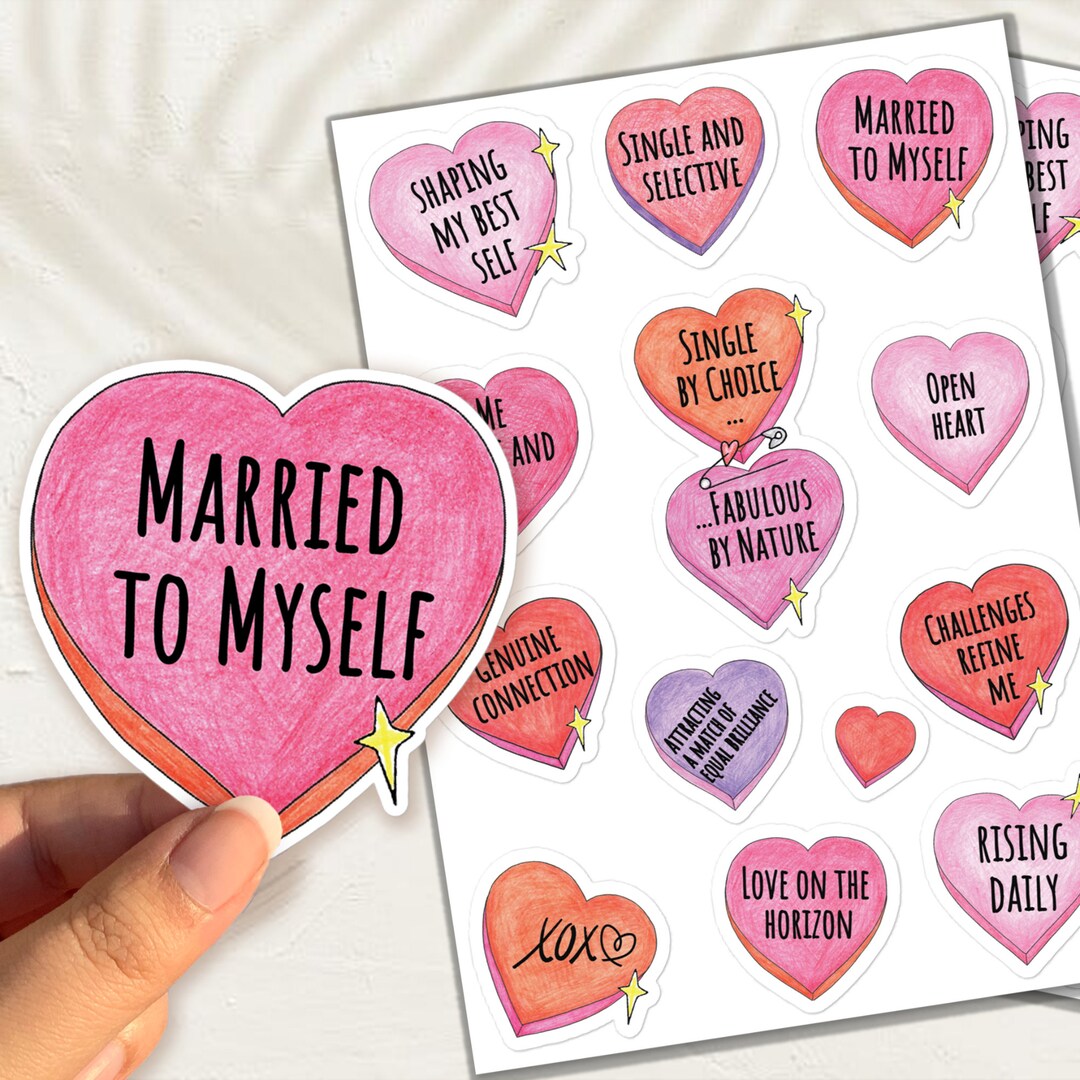 Positive Affirmation Sticker Set Candy Heart Journal Sticker Funny ...