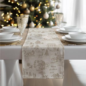 Red Christmas Toile Tablecloth Classic Santa Decor Xmas Day Table ...