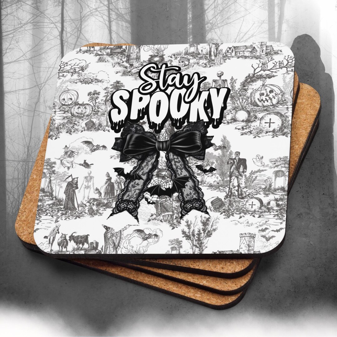Goth Bow Gothic Coaster Skeleton Toile Coffee Mug Coaster Pumpkin ...