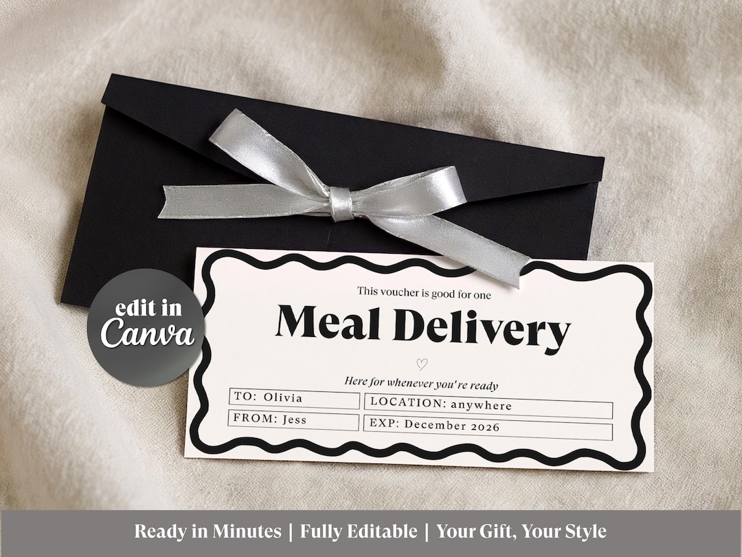 Meal Delivery Voucher Template Gift Canva Editable Printable Gift ...
