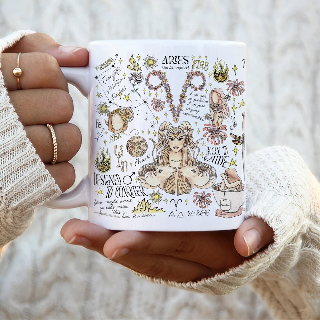 Aries Mug Zodiac Coffee Tea Cup Aries Personality Affirmation Mug ...
