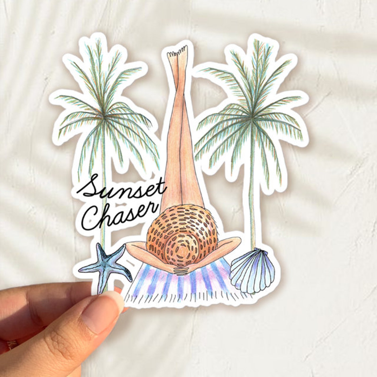 Tropical Holiday Sticker Set Summer Beach Girl Sticker Beach Tropical ...