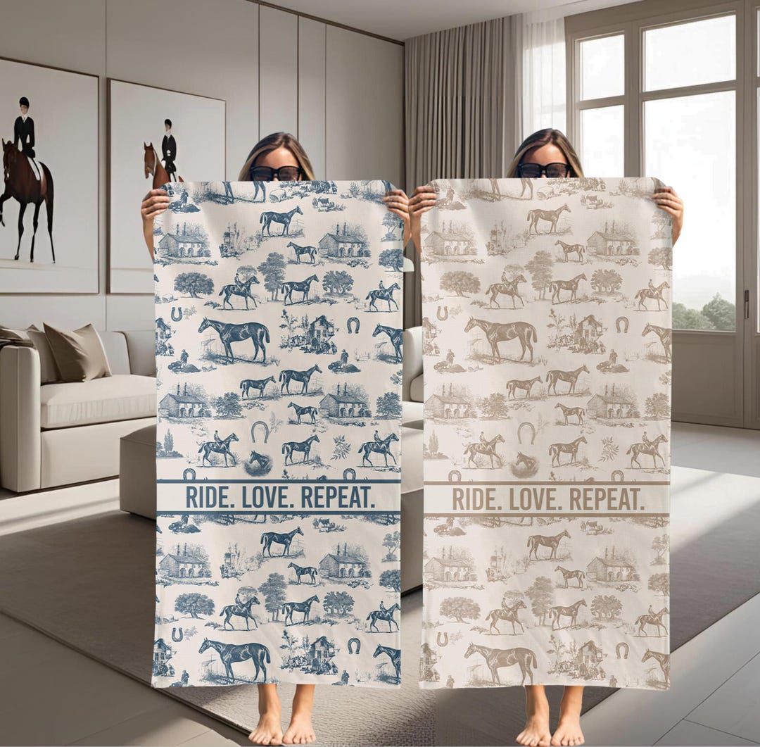 Western Horse Towel Equestrian Beach Towel Monogram Bath Towel Cowboy ...