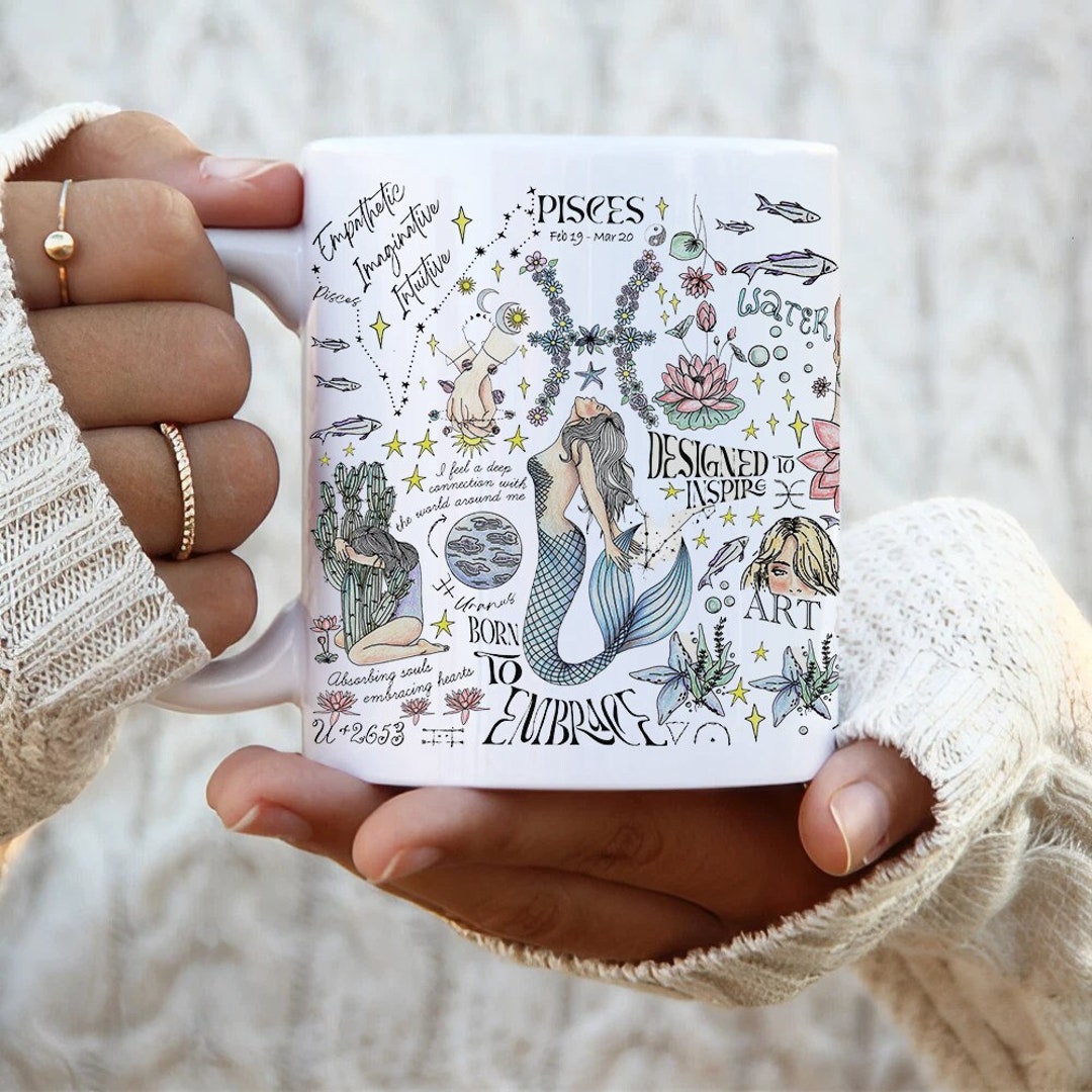 Pisces Mug Zodiac Coffee Tea Cup Pisces Astrology Gift Constellation ...