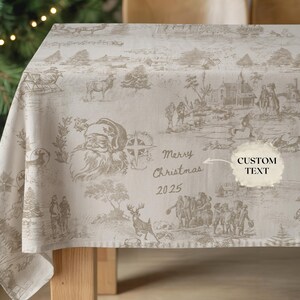 Red Christmas Toile Tablecloth Classic Santa Decor Xmas Day Table ...