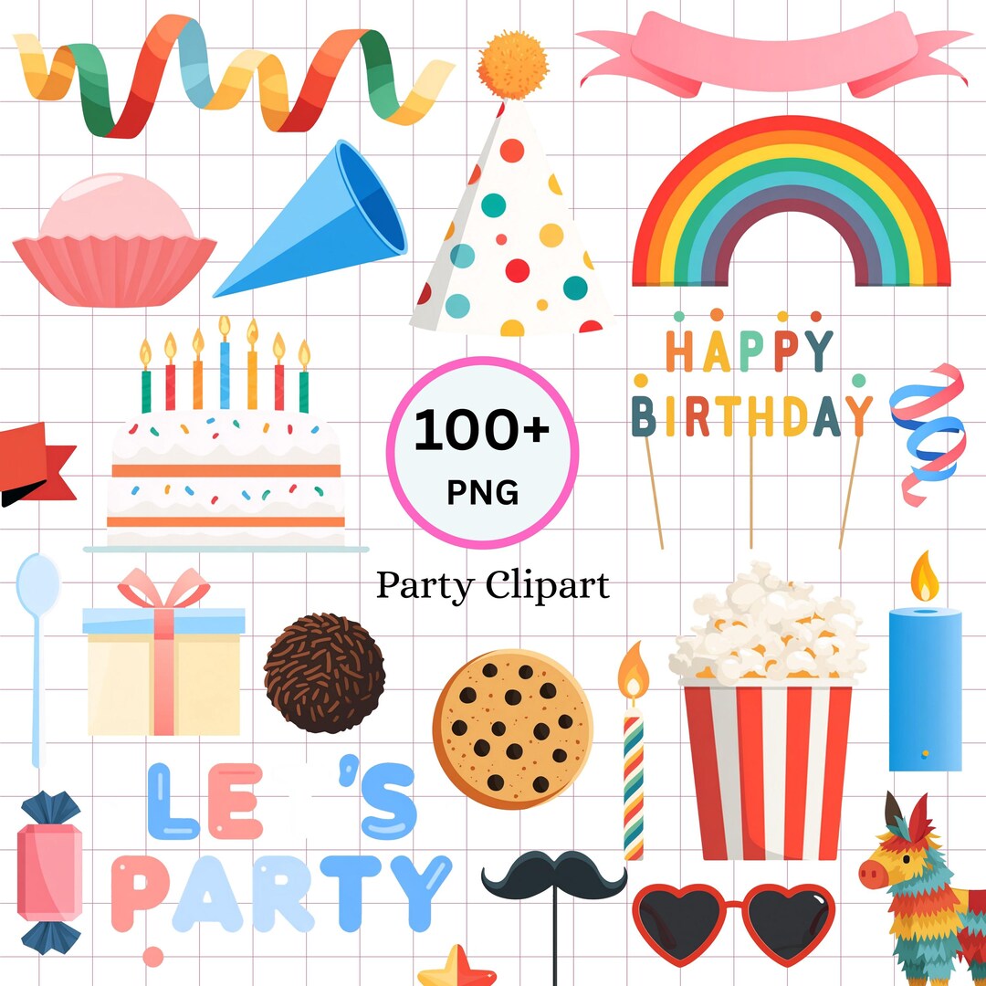 Birthday Party Clipart Bundle | 155 PNG Elements, Commercial Use - Etsy