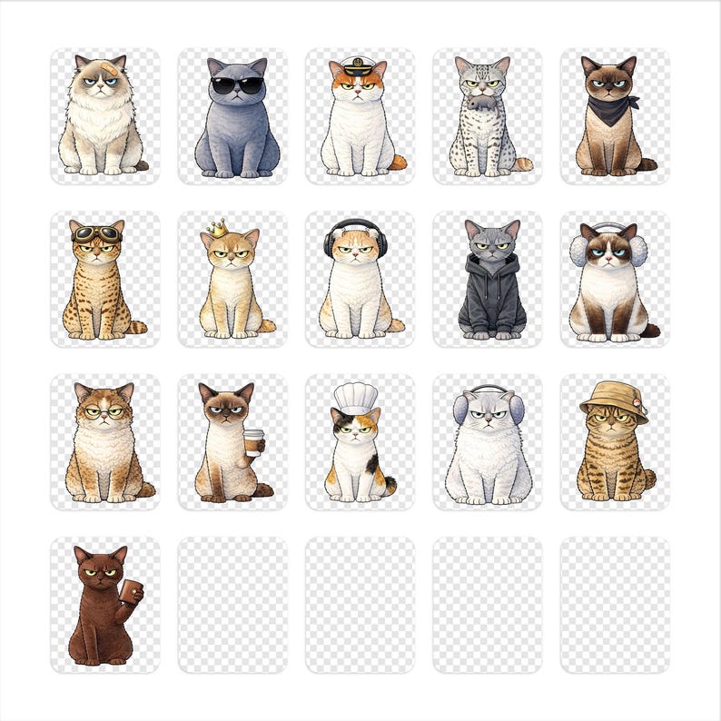 Grumpy Cat Watercolor Clipart | PNG Bundle, Commercial Use - Etsy Canada