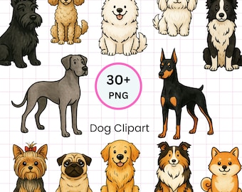 Watercolor Dog Clipart Bundle | Breeds PNG (digital Download) - Etsy