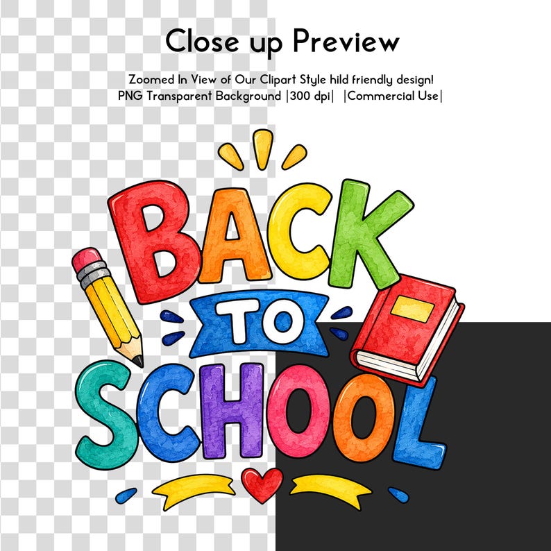 Watercolor School Clipart Bundle, Back to School PNG Graphics (40 Files ...