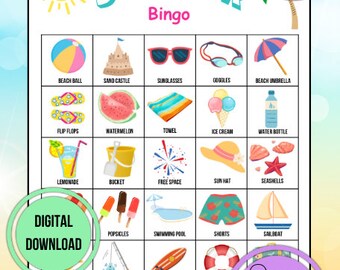 Summer Bingo, Printable Summer Bingo Game, Summer Activities for Kids ...