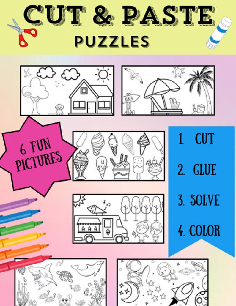 Cut Paste Puzzles, Coloring Pages, Fine Motor Skills, Cutting Printable ...