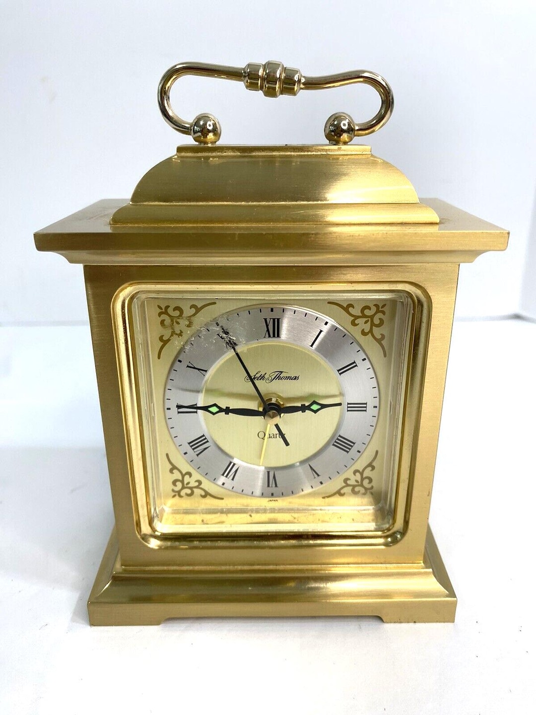 Vintage Seth Thomas Gold Brass Rapture Carriage Quartz Alarm Clock ...