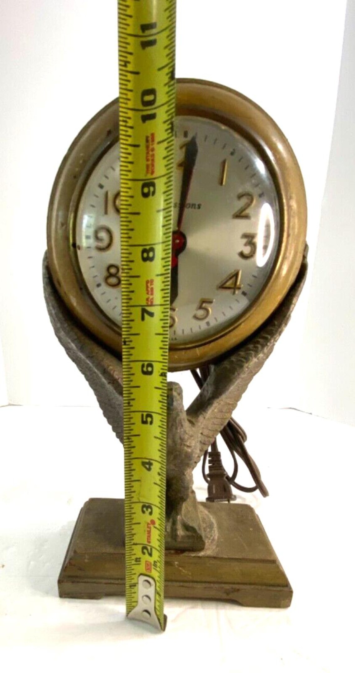Vintage Sessions Eagle Mantle Clock Electric 1930's Wood and Brass ...