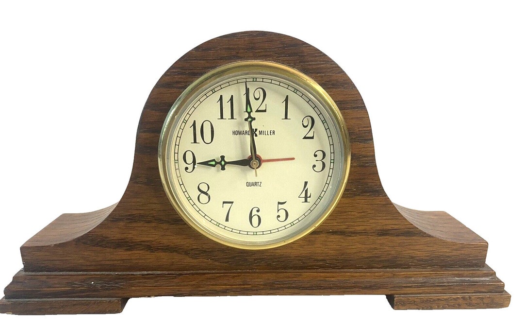 Vintage Howard Miller Mini Mantle Style Clock Black & Gold Desk Top ...