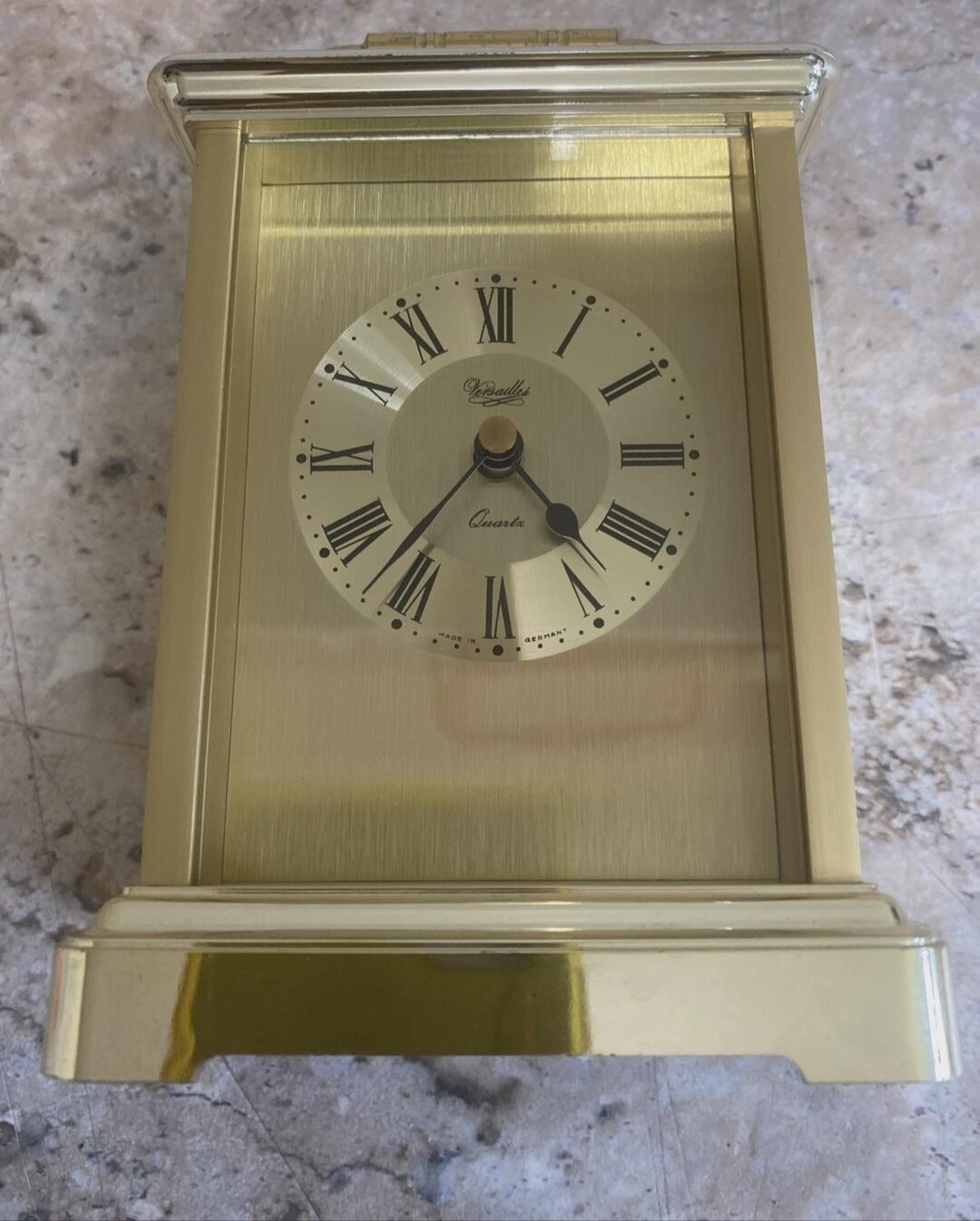 Versailles Brass Carriage Clock Germany Battery Operated Quartz Mantel ...