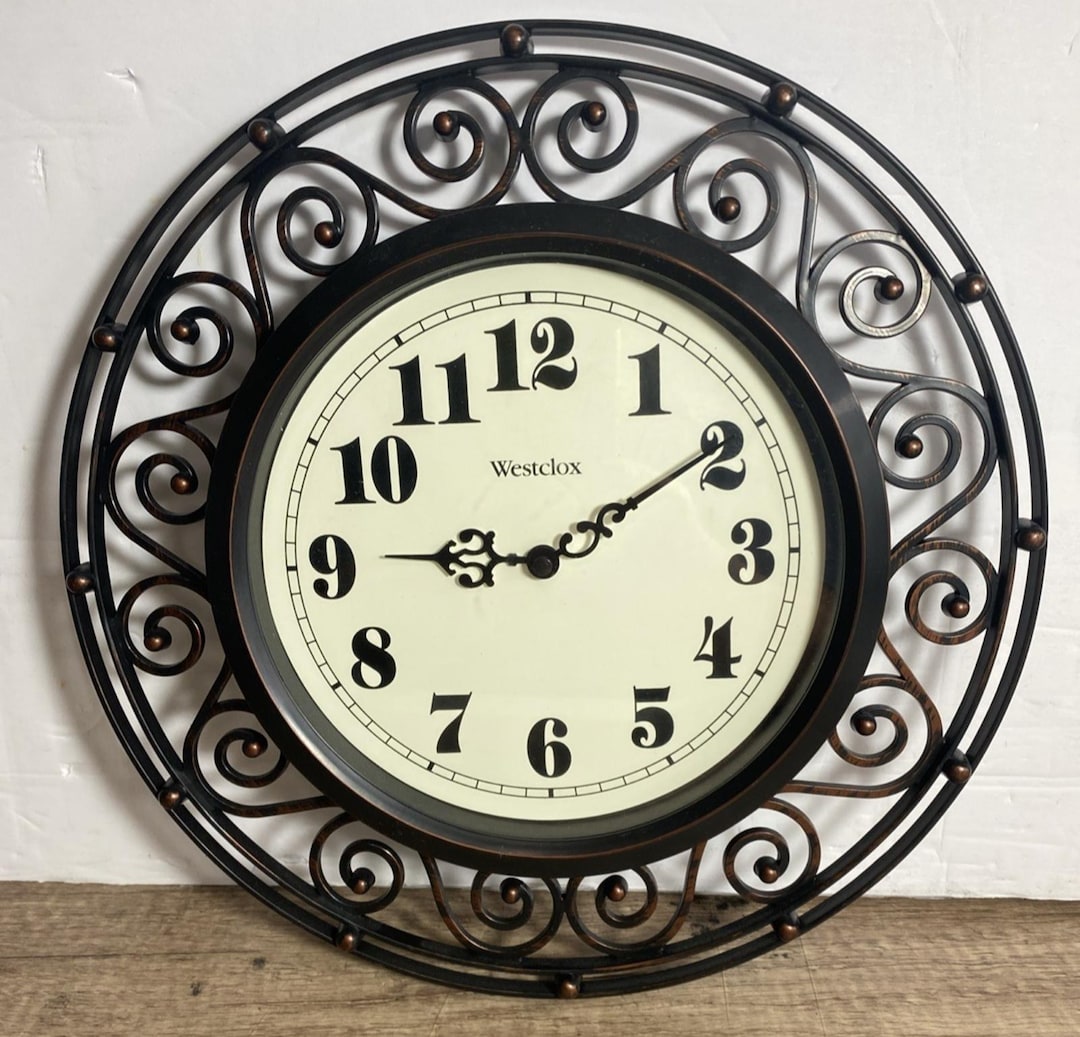 Westclox Wall Clock Wrought Iron Style Bronze Analog Quartz Accuracy 12 ...