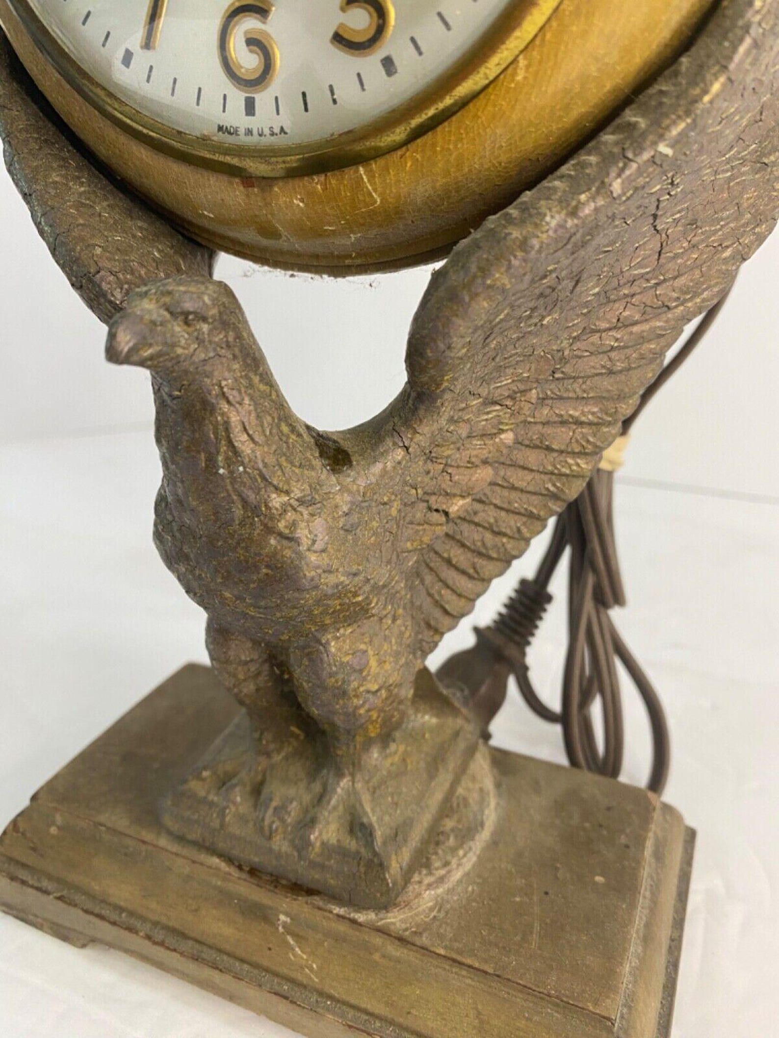 Vintage Sessions Eagle Mantle Clock Electric 1930's Wood and Brass ...