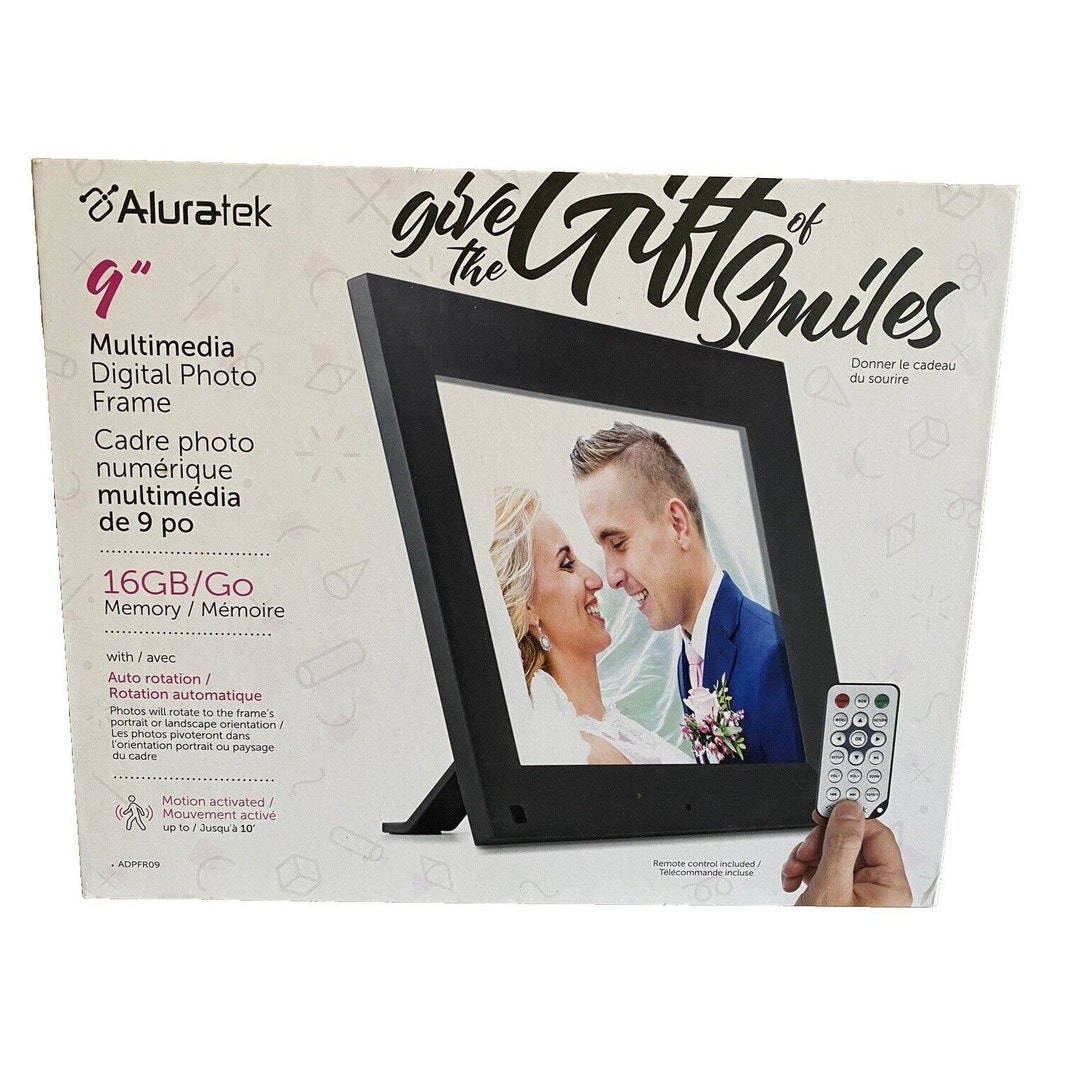 Aluratek 9'' Multimedia Digital Photo Frame 16 GB Memory With Remote ...