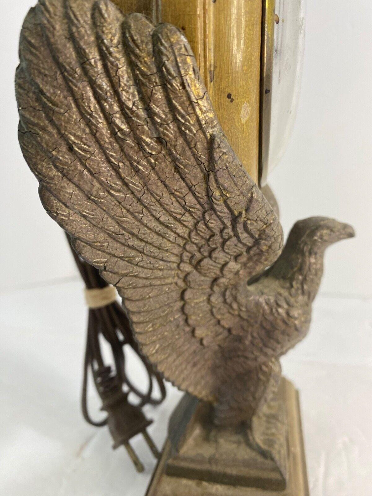 Vintage Sessions Eagle Mantle Clock Electric 1930's Wood and Brass ...