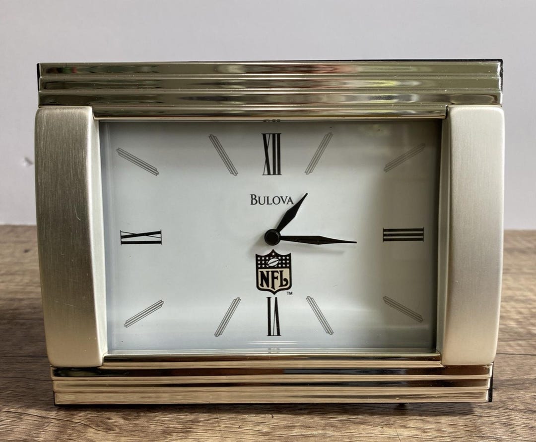 Bulova NFL Alarm Table Clock picture Frame 6" X 5" Inch Silver WORKS ...