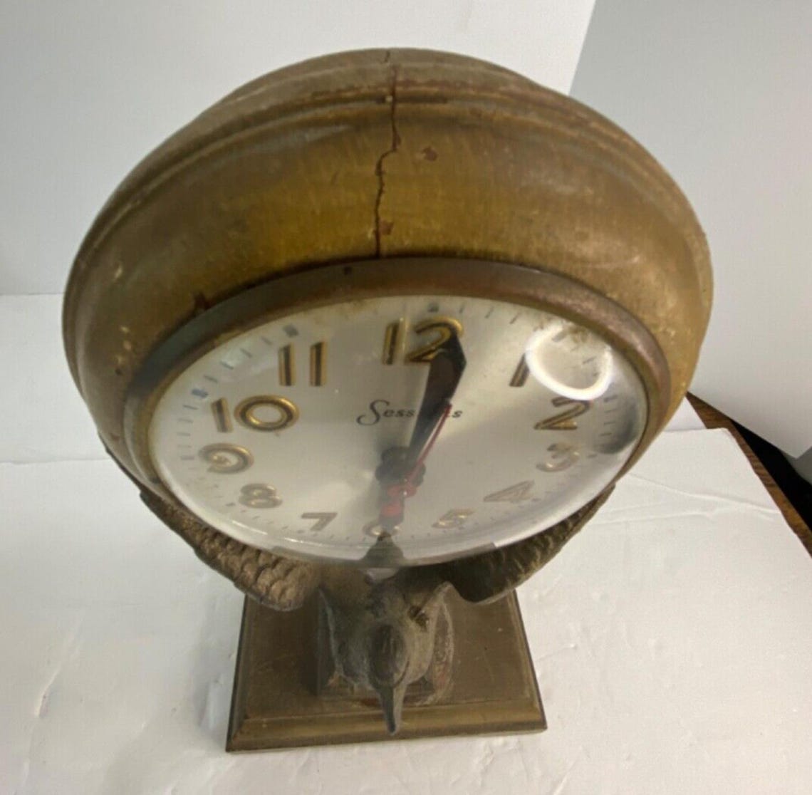 Vintage Sessions Eagle Mantle Clock Electric 1930's Wood and Brass ...