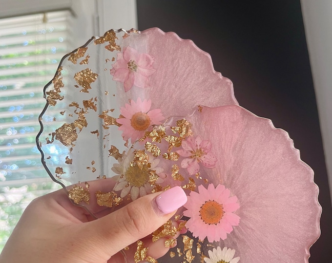 Handmade Resin and Pressed Flower Coasters | Aesthetic Coasters ...