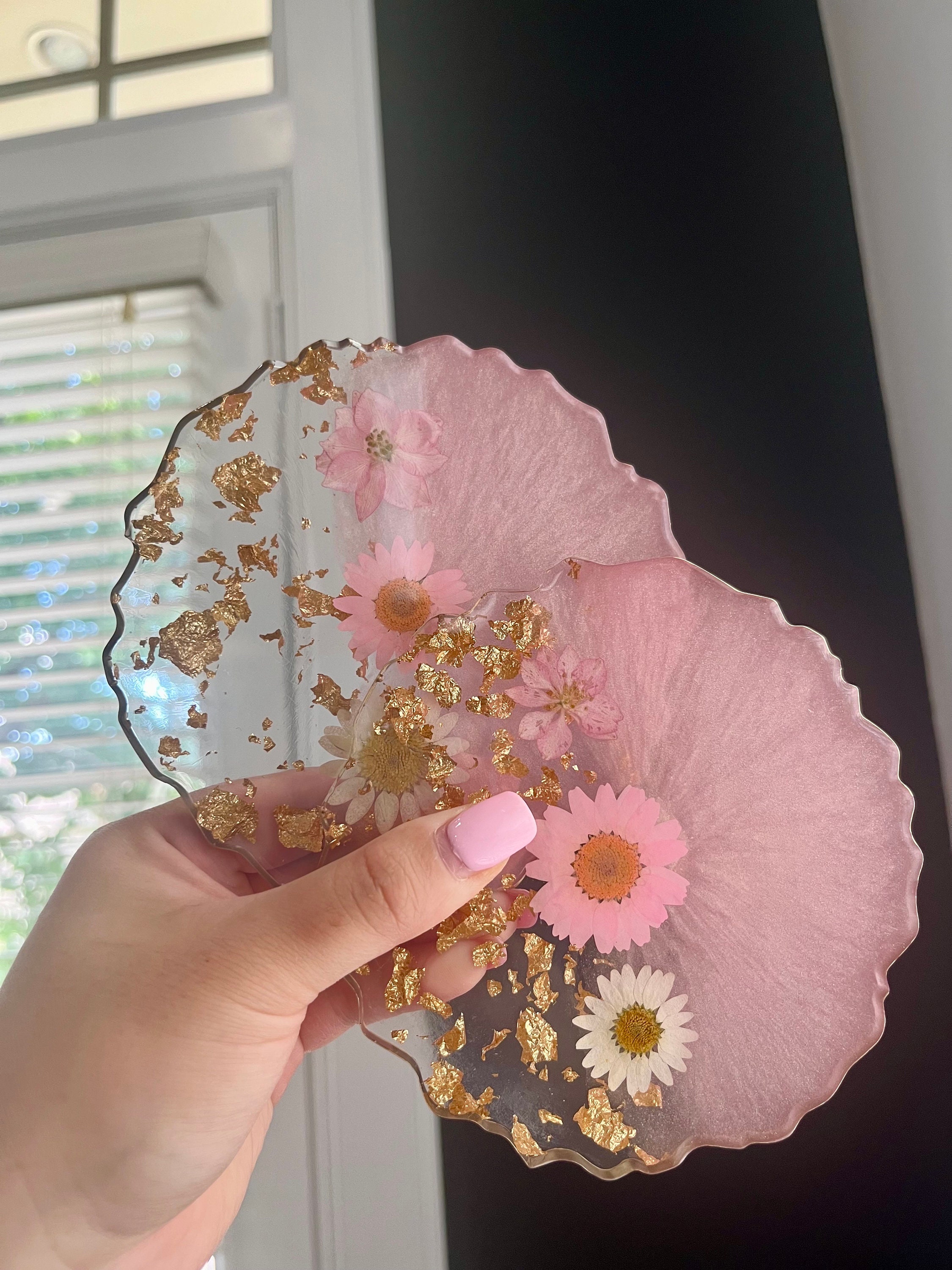 Handmade Resin and Pressed Flower Coasters | Aesthetic Coasters ...