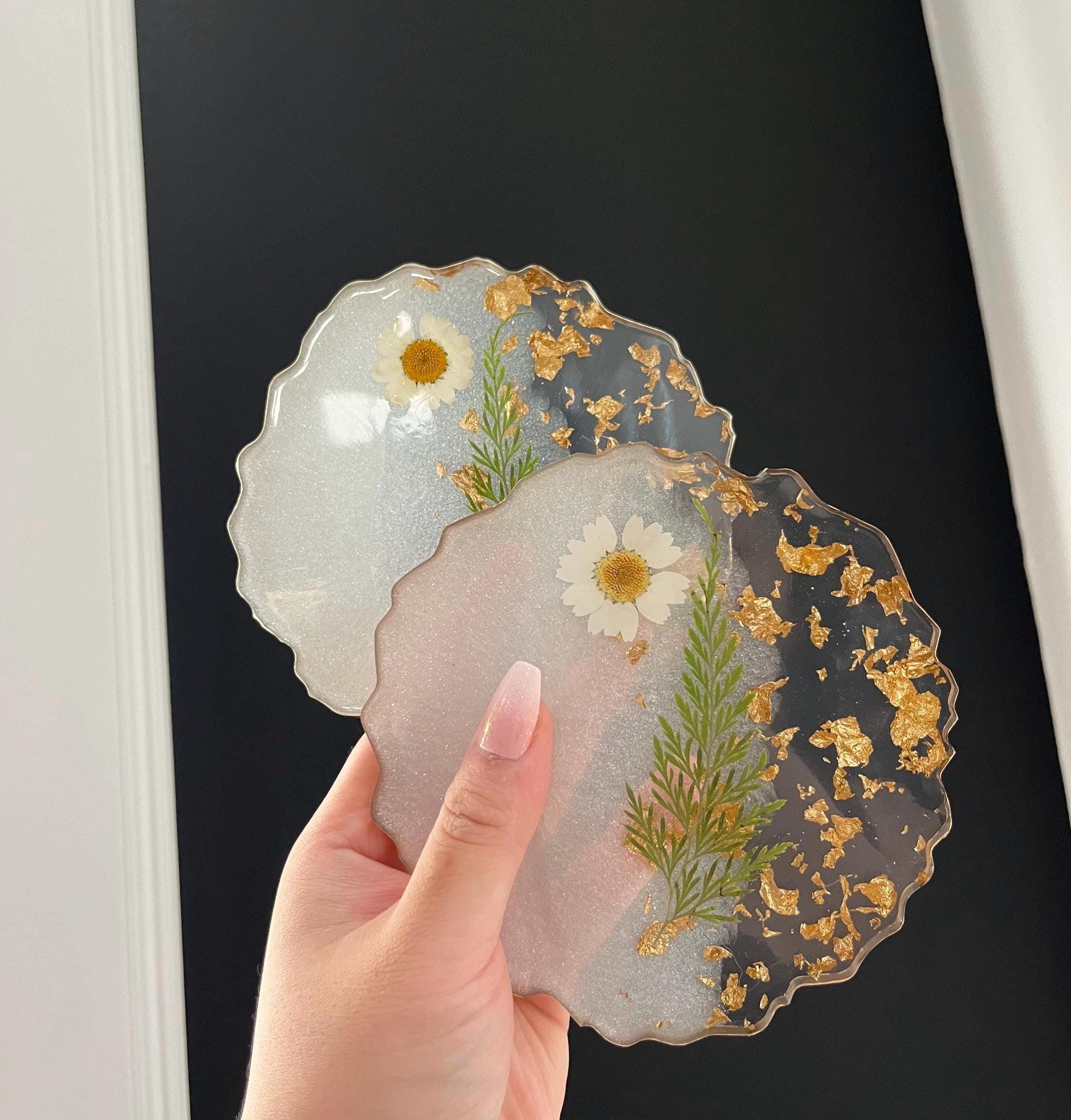 Handmade Resin and Pressed Flower Coasters | Aesthetic Coasters ...