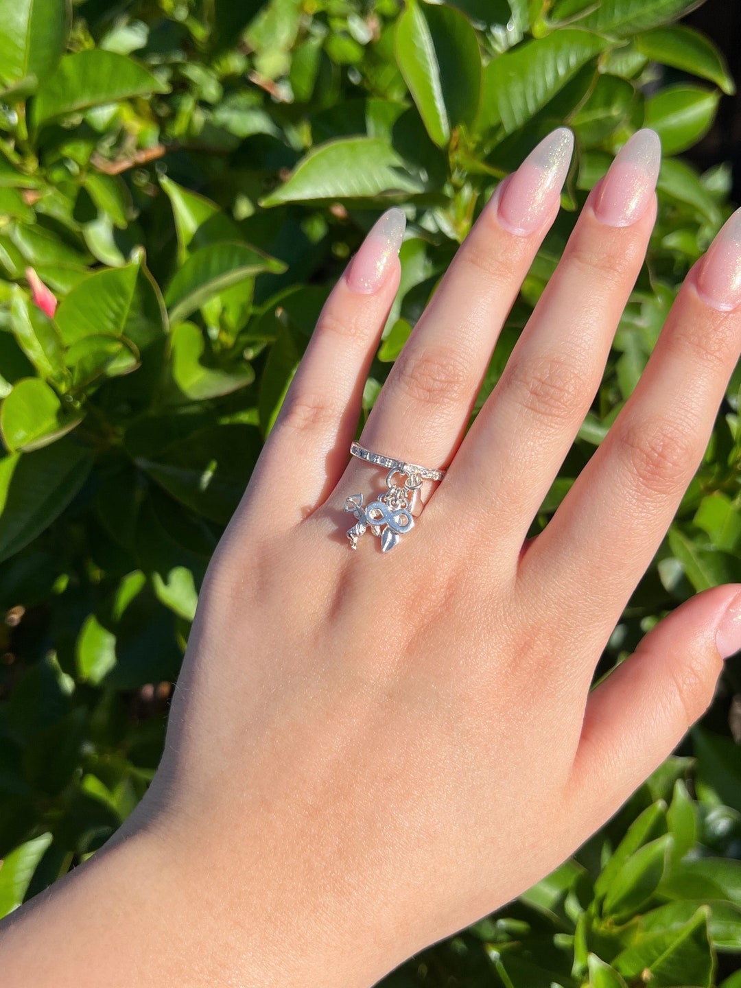 Silver Charm Ring, 925 Sterling Silver Charm Ring, Love Theme Ring ...